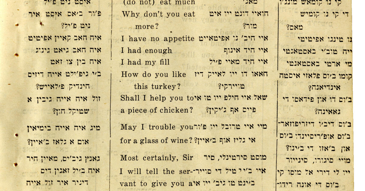 Book for Learning Yiddish and English | Posen Library